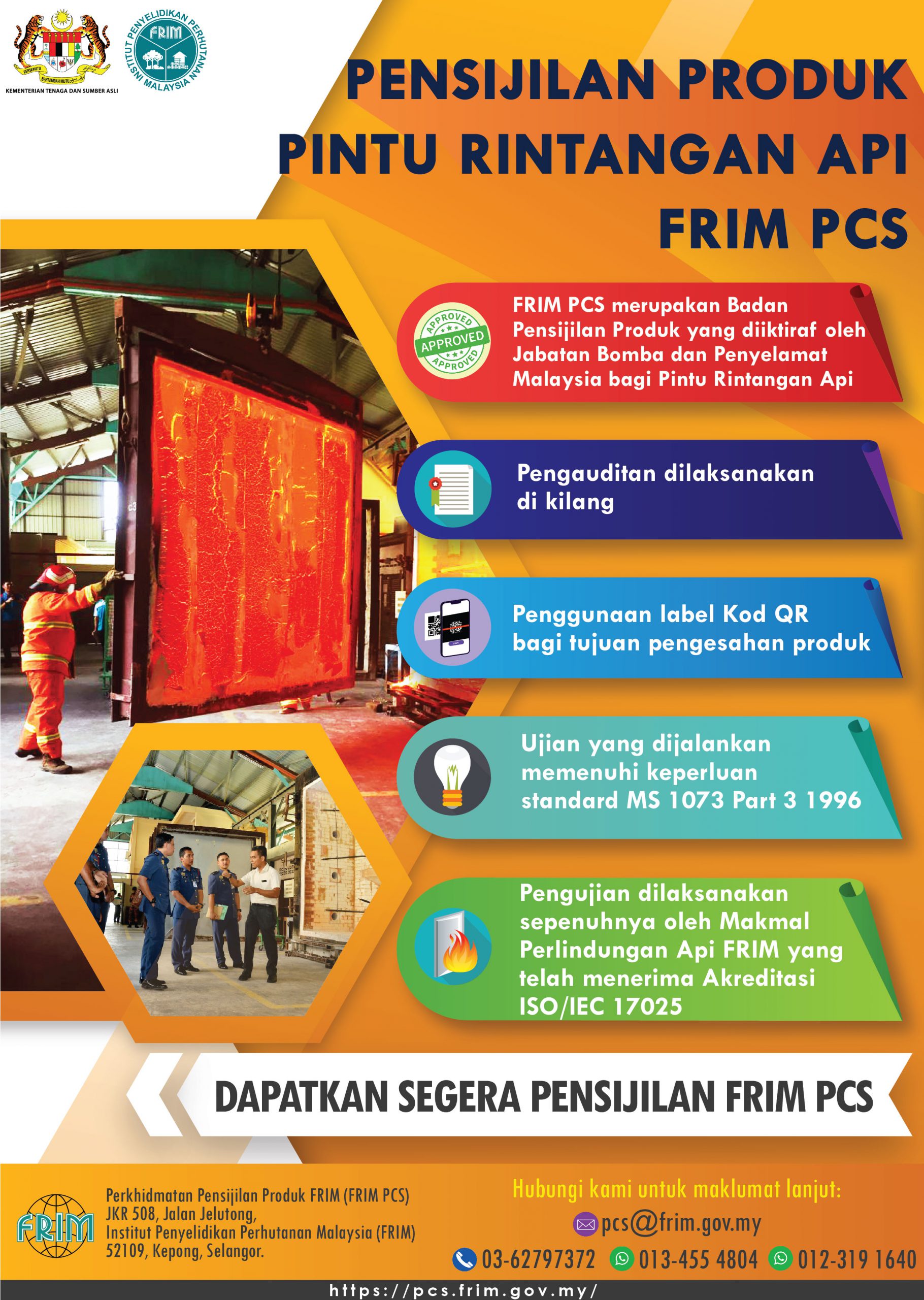 DAPATKAN SIJIL KEPATUHAN PRODUK KETAHANAN API FRIM - FRIM PCS